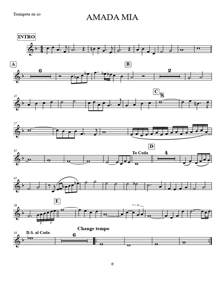 Amada Mia - Trumpet | PDF