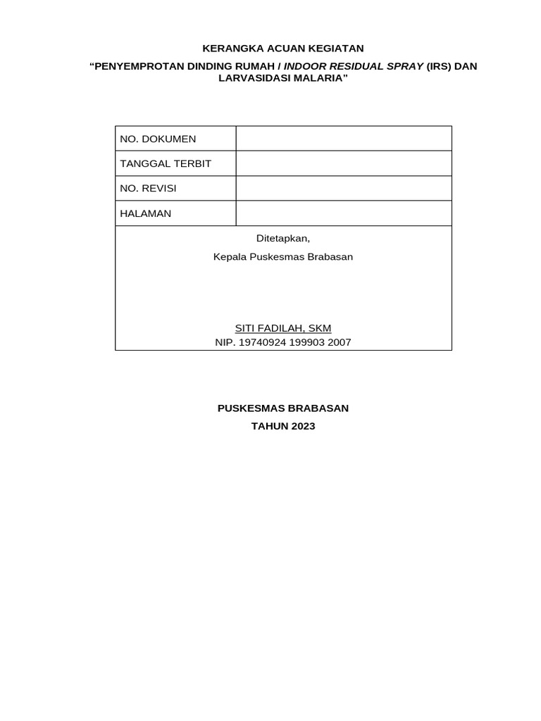 Kak Irs Malaria 2023 | PDF