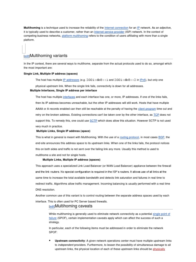 Multihoming Variants: 2001:db8::1 2001:db8::2 | PDF | Network Protocols ...