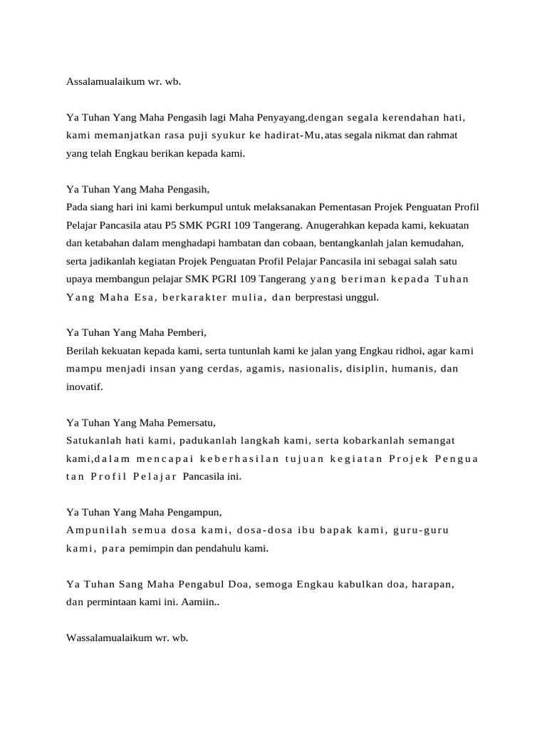 Doa Kegiatan P5 | PDF