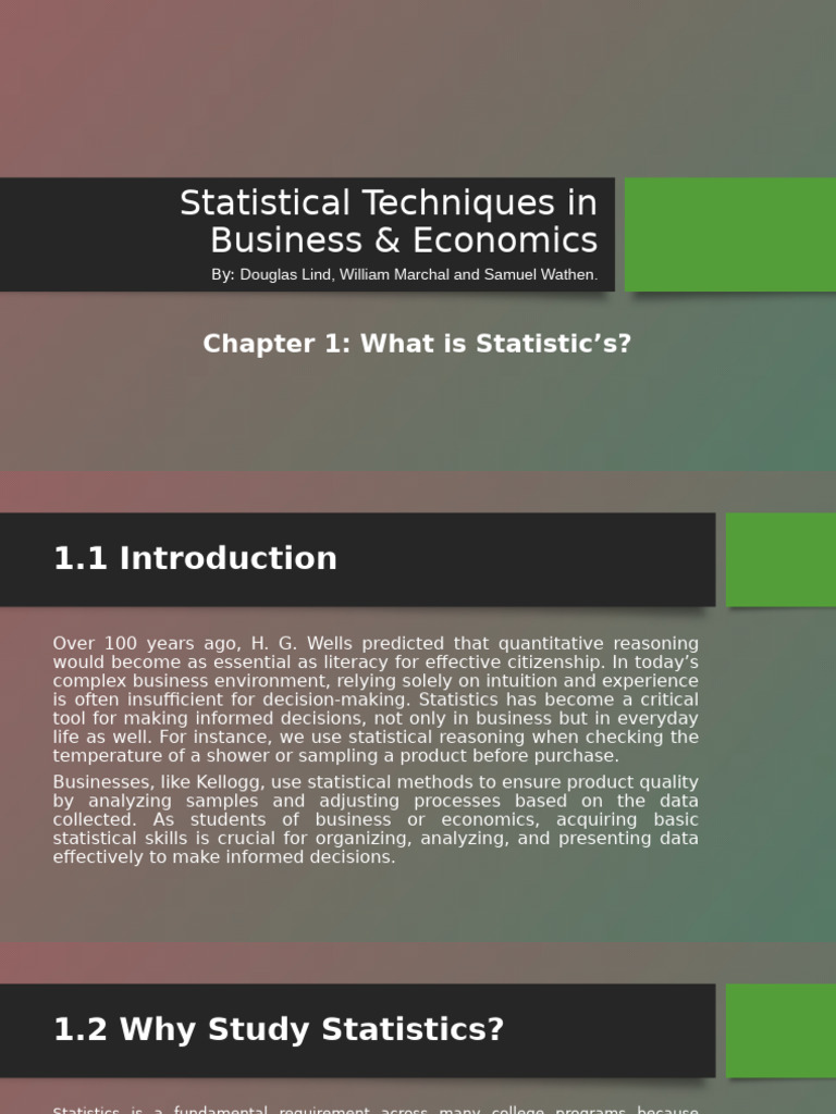 Statistical Techniques in Business & Economics | PDF