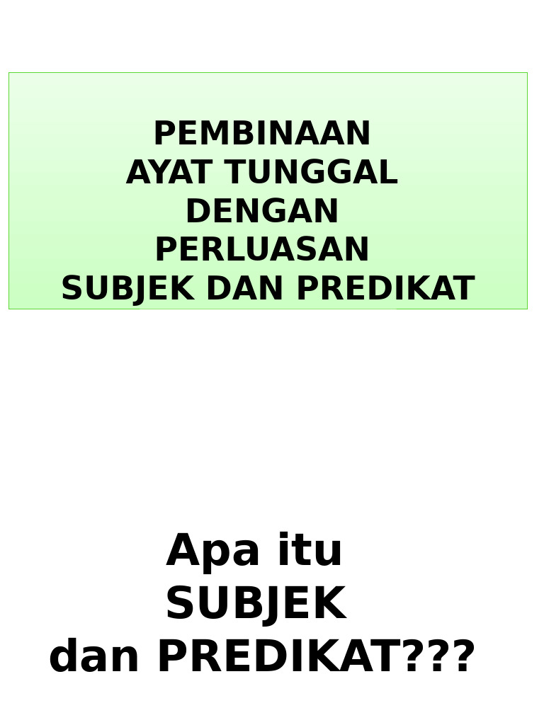 Perluasan Subjek Dan Predikat | PDF