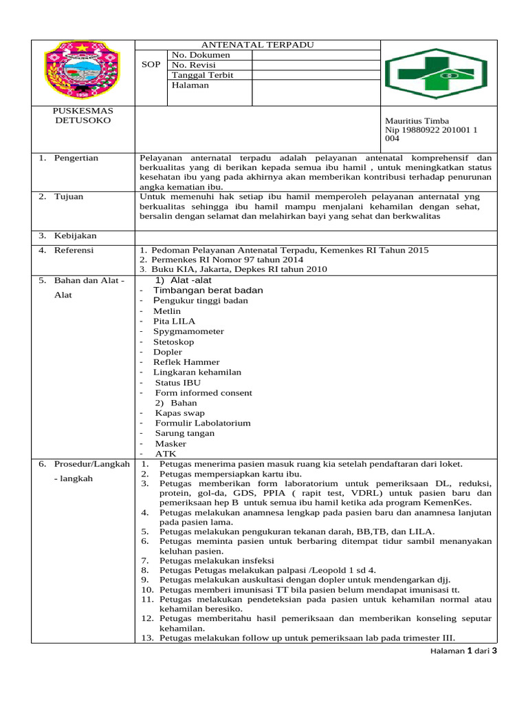 Sop Anc Terpadu | PDF