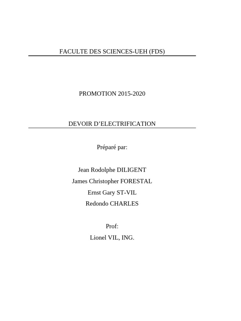 Devoir Electrification | PDF | Electric Power | Electrical Components