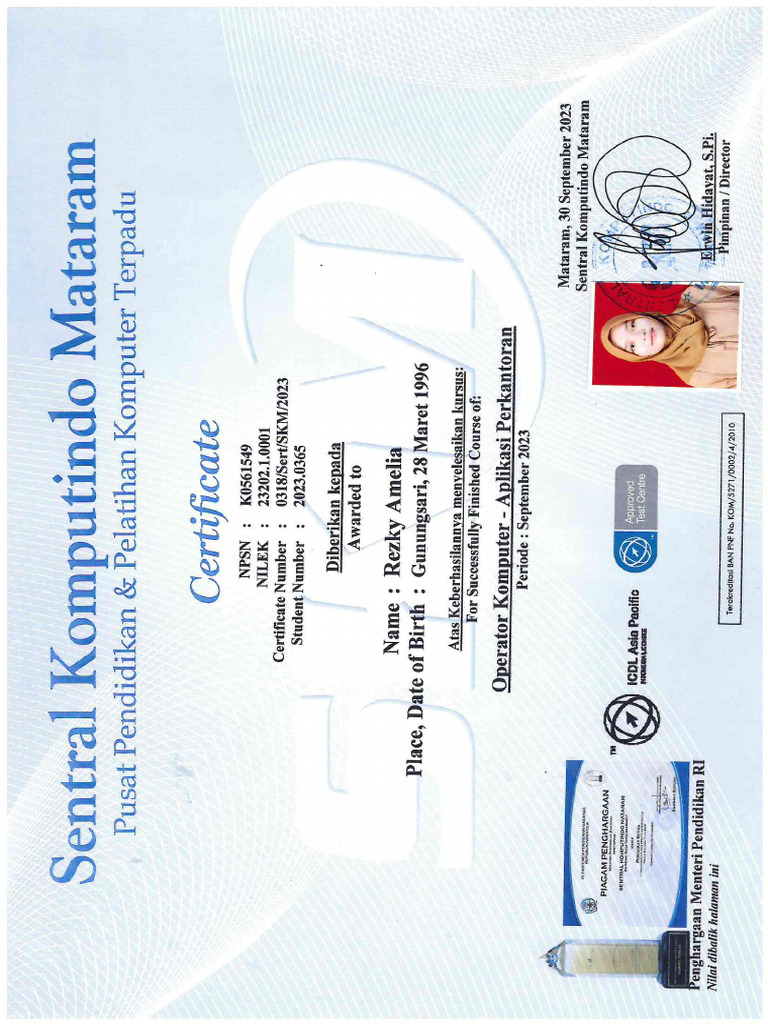 Sertifikat Kursus Komputer | PDF