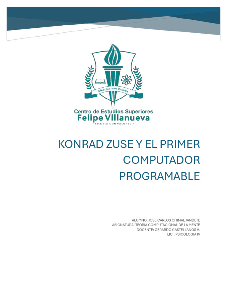 Konrad Zuse y El Primer Computador Programable | PDF