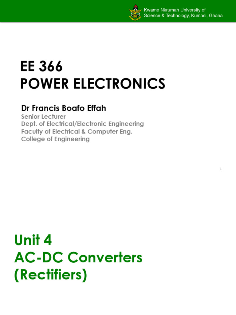 Ee366 Unit4 | PDF | Rectifier | Diode