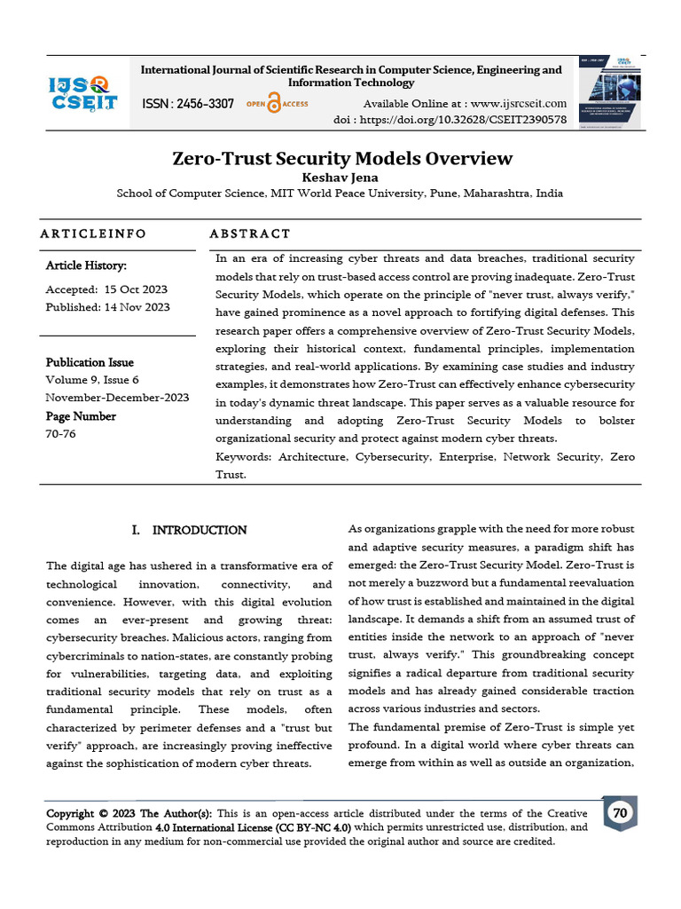 Zero Trust Security Models Overview | PDF