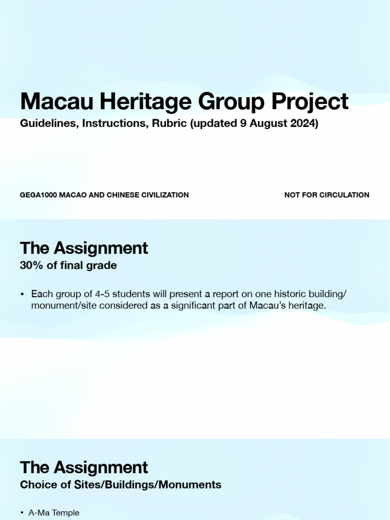 Macau Heritage Group Project Guidelines and Rubric | PDF
