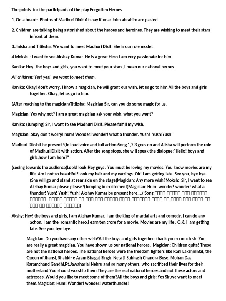 Acting Script For National Heroes | PDF