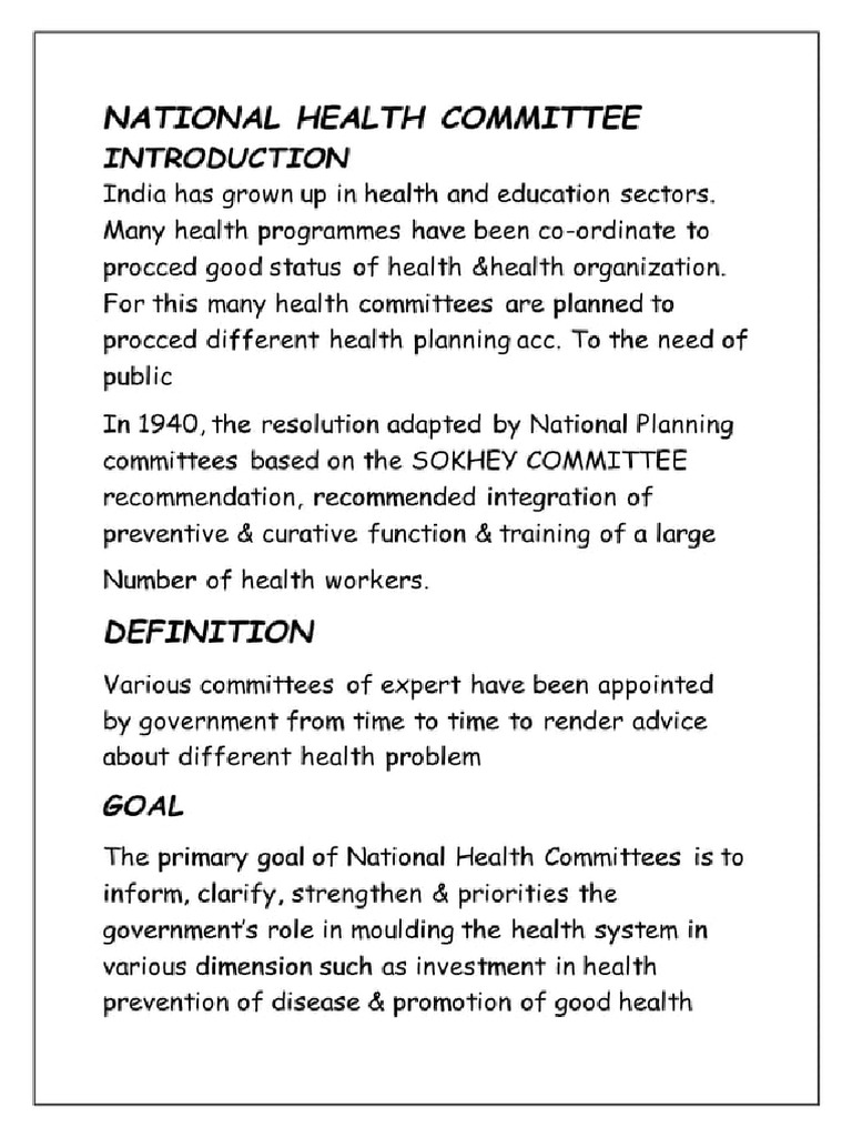 National Health Commitee | PDF