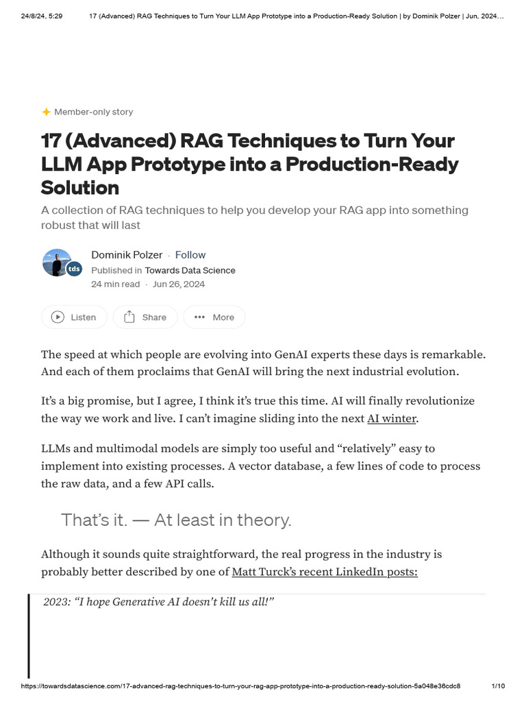 17 (Advanced) RAG Techniques To Turn Your LLM App Prototype Into A ... 17 (Advanced) RAG Techniques To Turn Your LLM App Prototype Into A ...