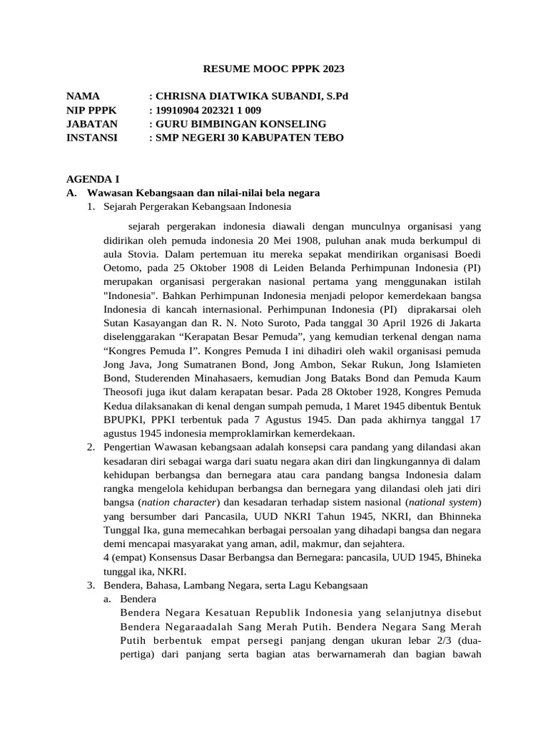 Jurnal Resume MOOC PPPK 2023 | PDF