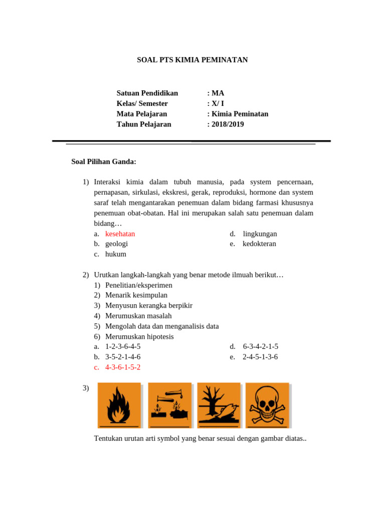 Soal PTS Kimia Kelas X | PDF