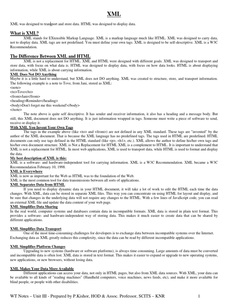 R18 Wt Unit 2 Xml Notes Pdf 