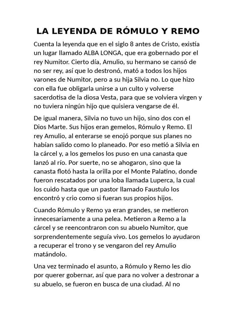 La Leyenda de Rómulo y Remo | PDF