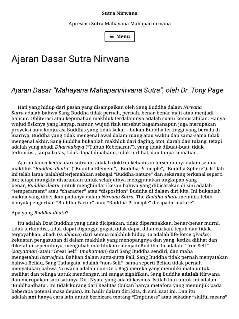 Basic Teachings of The Nirvana Sutra - The Nirvana Sutra | PDF