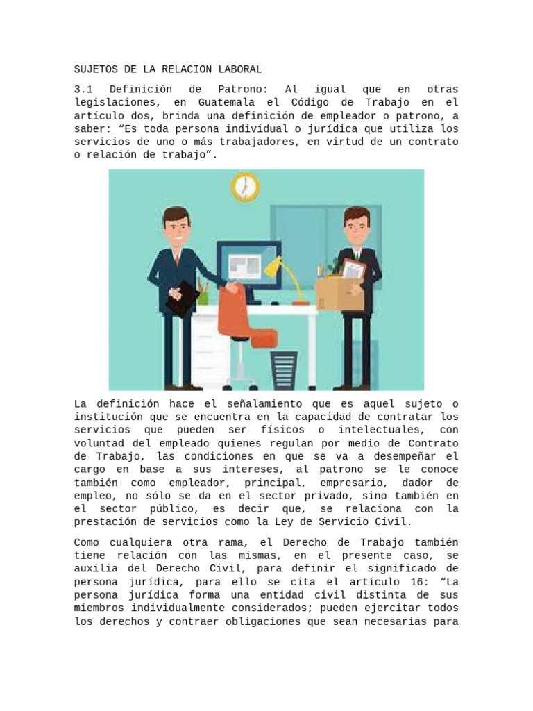 SUJETOS DE LA RELACION LABORAL | PDF