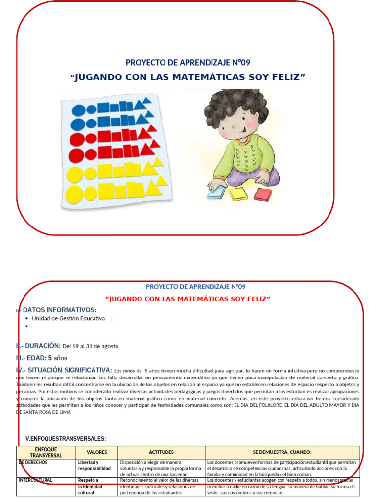 Proyecto N°9 Jugando Con Las Matematicas Aprendo | PDF
