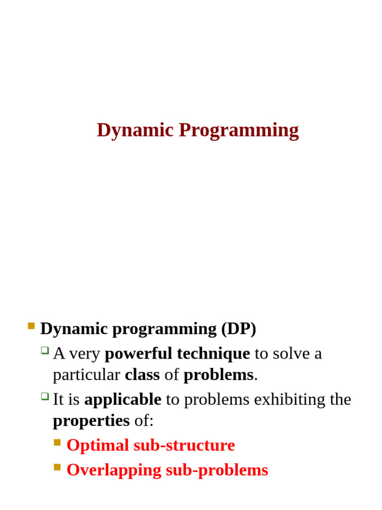 Week 12 - Dynamic Programming | PDF | Dynamic Programming | Computational Complexity Theory