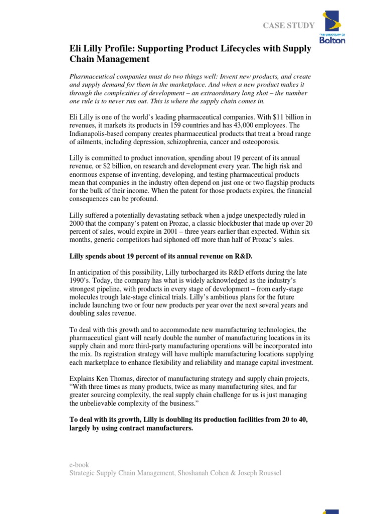 1 Eli Lilly Case Study | PDF | Supply Chain | Inventory