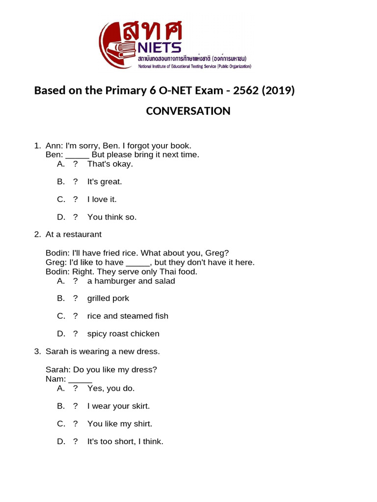 Convo ONET 2019 | PDF