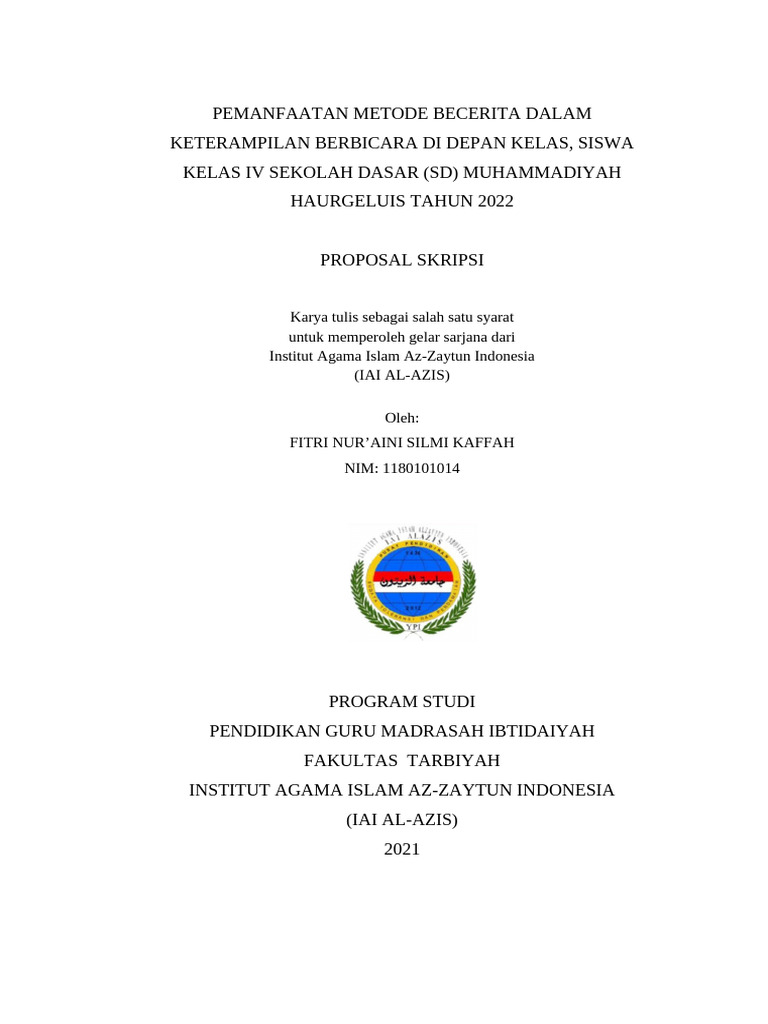 PROPOSAL SKRIPSI - Fitri Nur'aini Silmi Kaffah | PDF