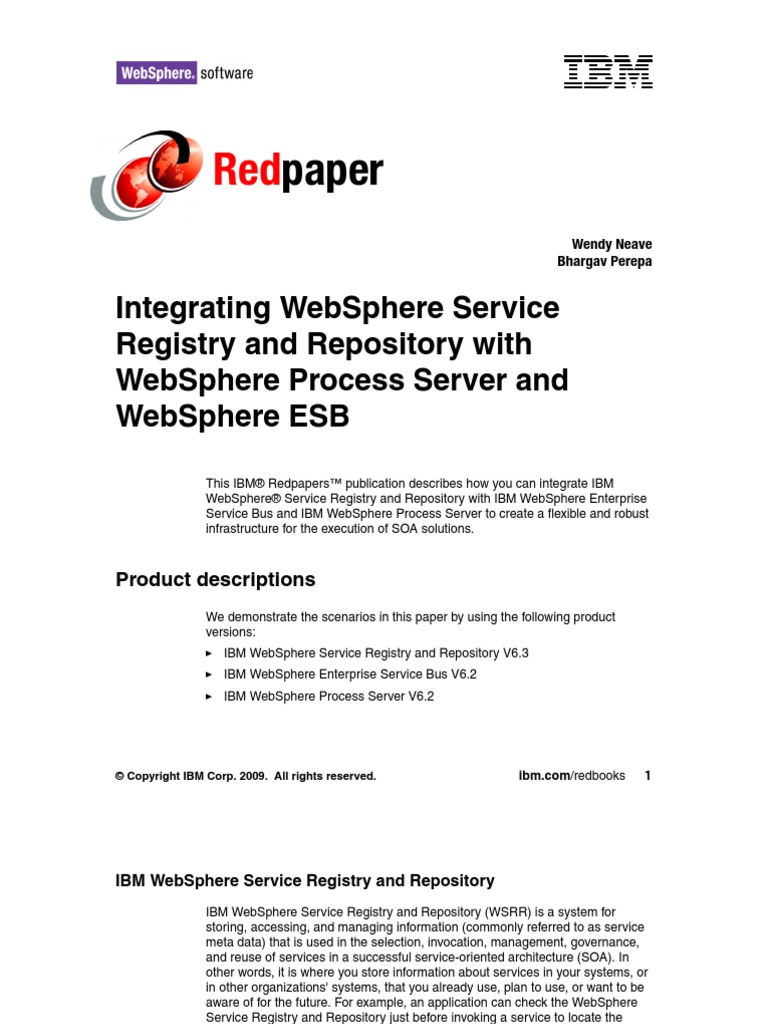 Paper: Integrating Websphere Service Registry and Repository With Websphere Process Server and ...
