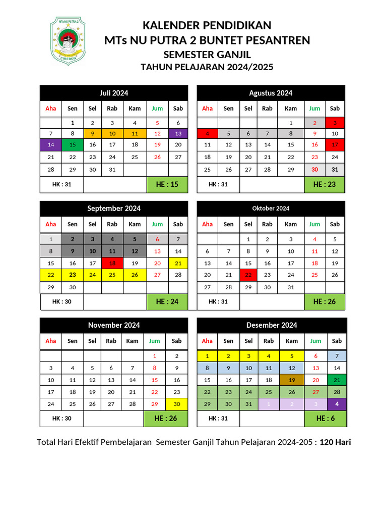 Kalender Pendidikan Semester Ganjil 2024 | PDF