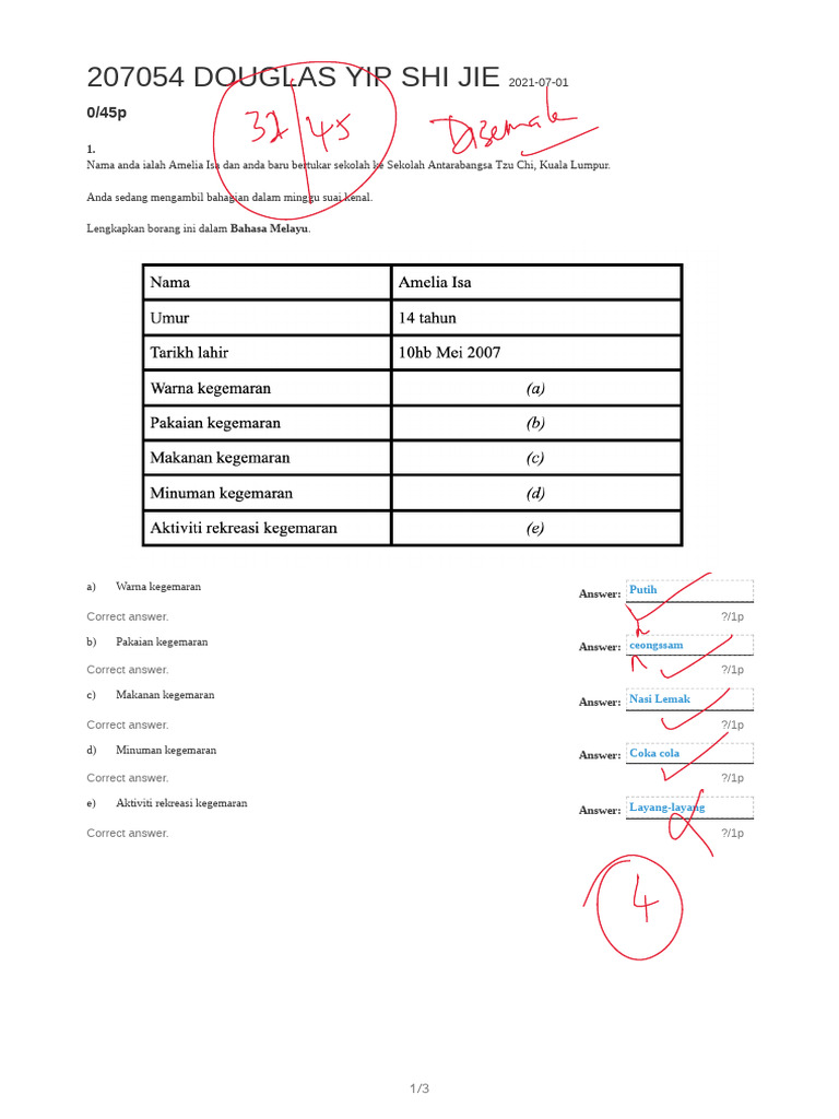 DOUGLAS YIP SHI JIE ( (Group C - Shyong) Y8 IGCSE Malay Paper 2 Writing ...
