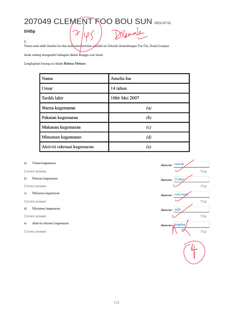 CLEMENT FOO BOU SUN ( (Group C - Shyong) Y8 IGCSE Malay Paper 2 Writing - T1 Assessment 2021 ...