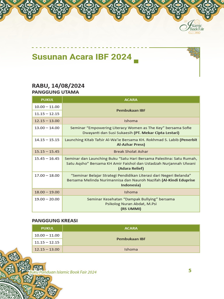 Susunan Acara IBF 2024 | PDF