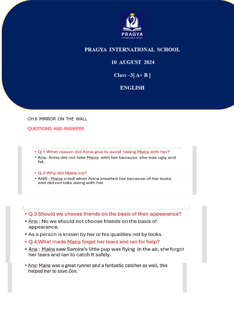 CL 3 English CH 6 Ques. Ans. | PDF