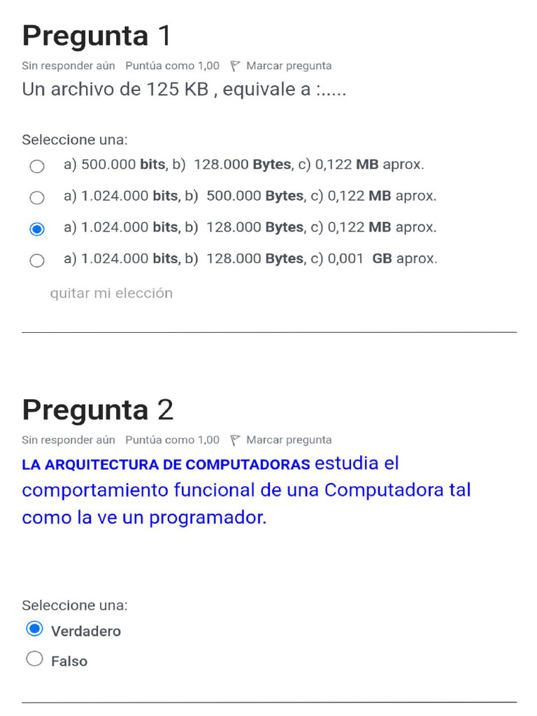 Respuestas Ev - 1 - Arq - 2024 | PDF