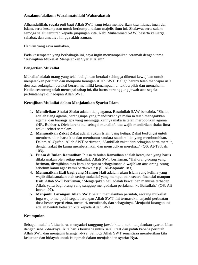 Kewajiban Mukallaf | PDF