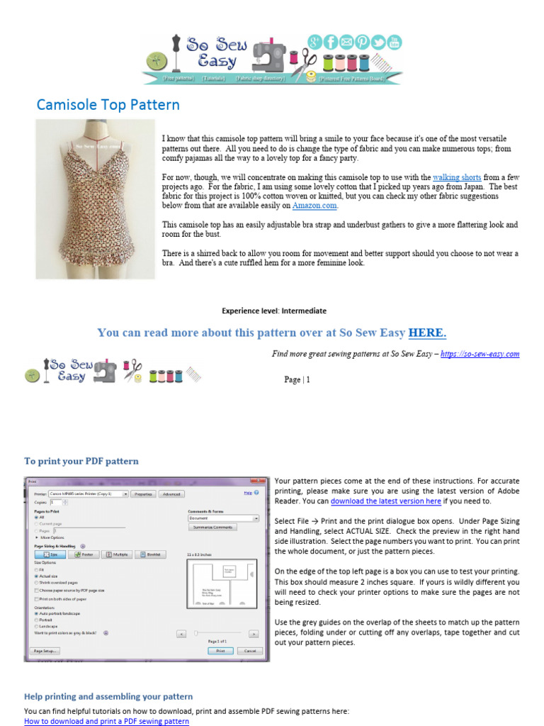 Camisole Top Pattern Final | PDF