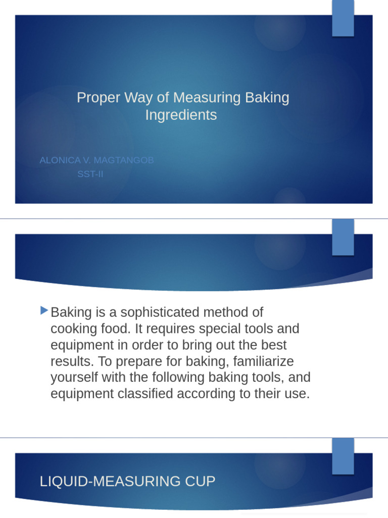 1.2 Proper Way of Measuring Baking Ingredients | PDF