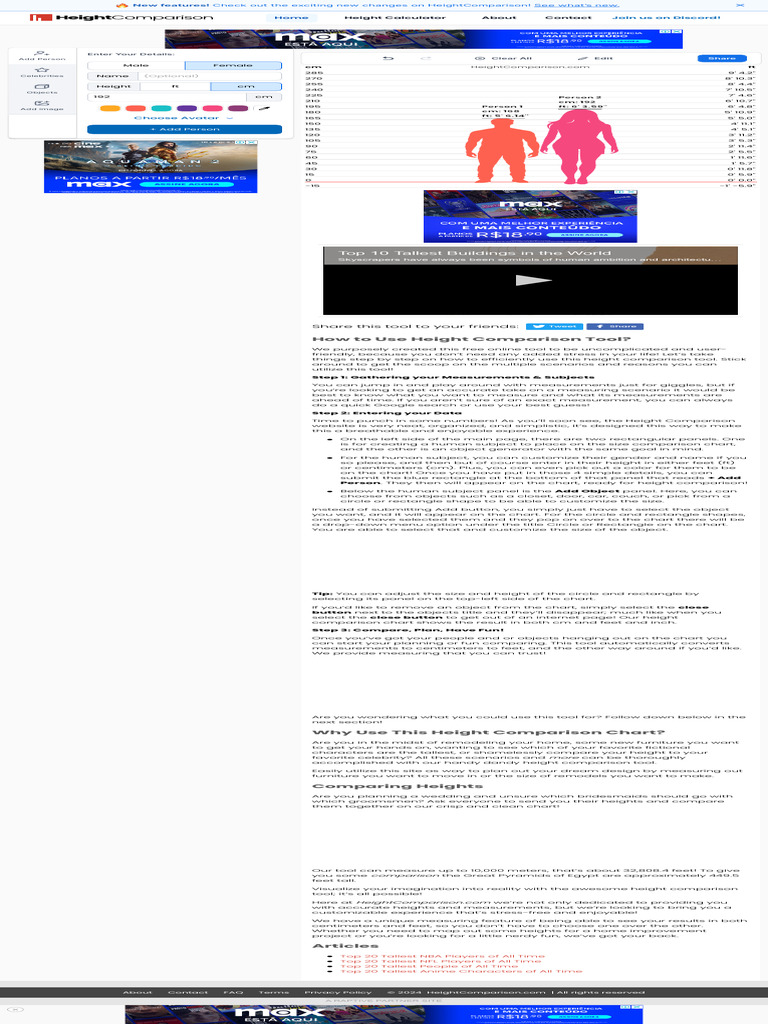 Height Comparison - Comparing Heights Visually With Chart | PDF Height Comparison - Comparing Heights Visually With Chart | PDF
