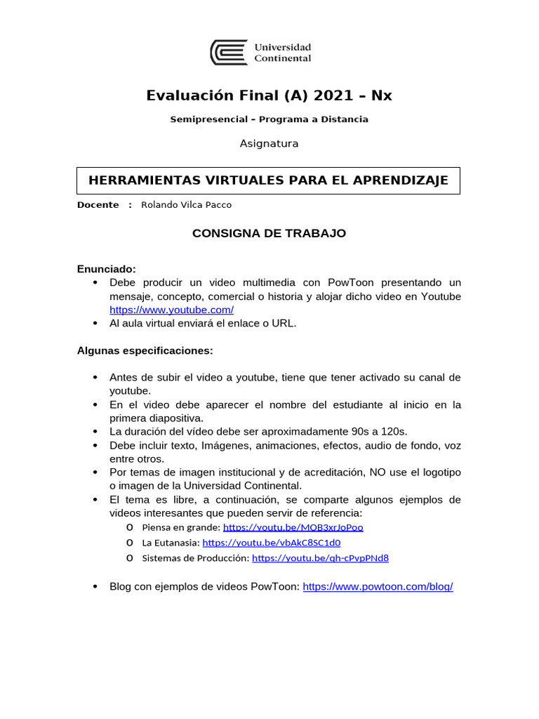 Evaluación Final - 2021 | PDF