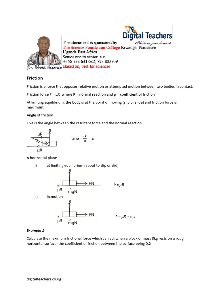 A Level Math Paper 2 Friction 1 | PDF