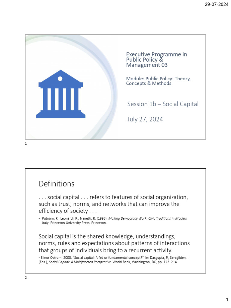 Session 1b - Social Capital | PDF