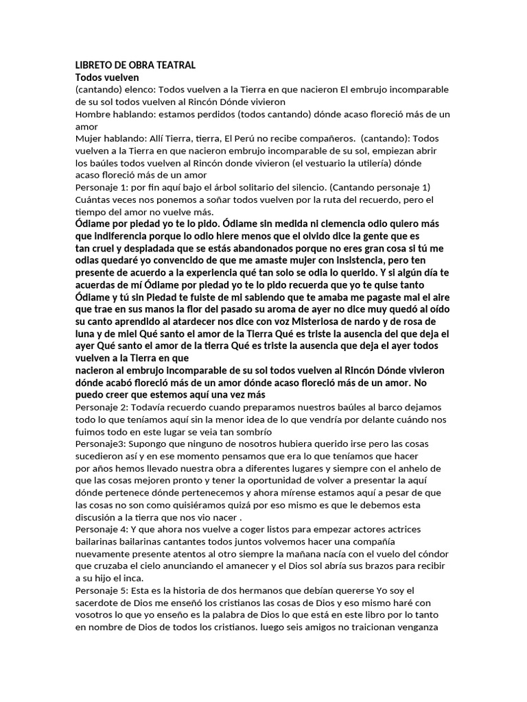 Libreto de Obra Teatral | PDF