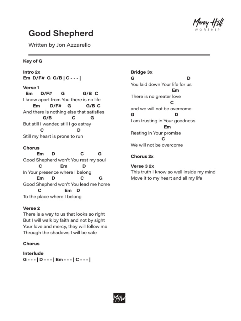 Good Shepherd Chord Chart | PDF
