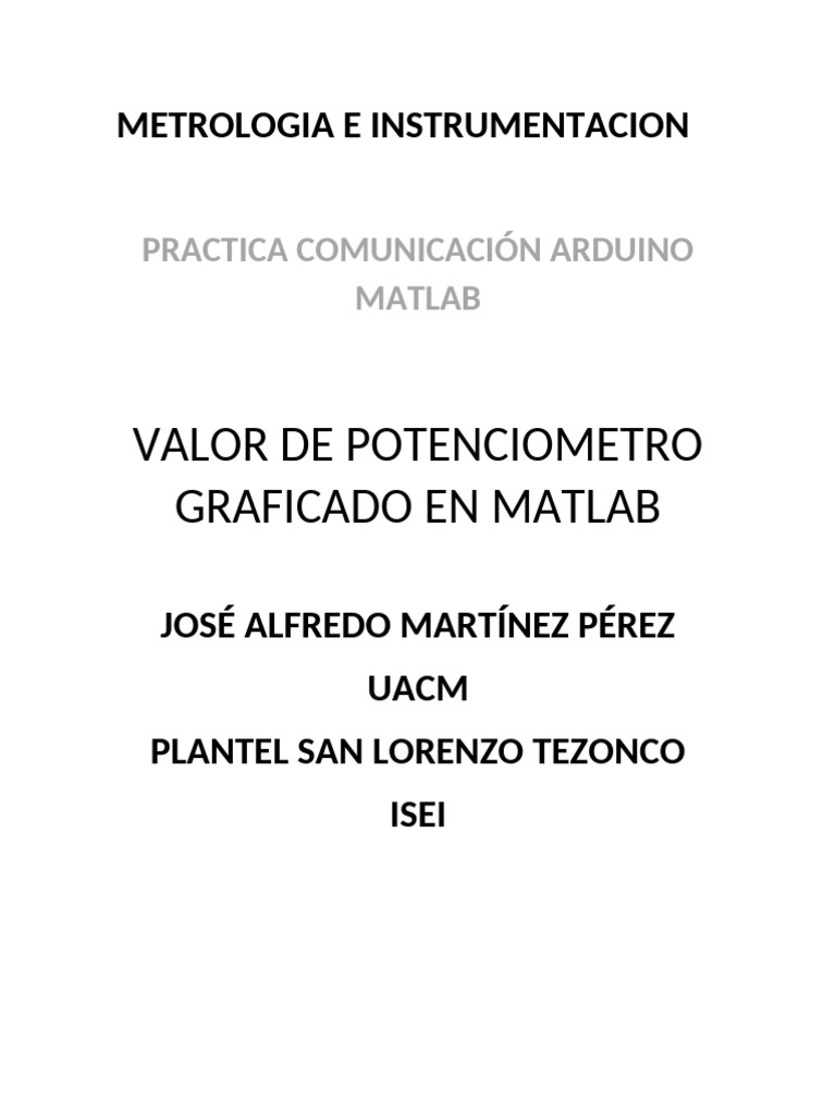 Practica Comunicacion Arduino Matlab | PDF
