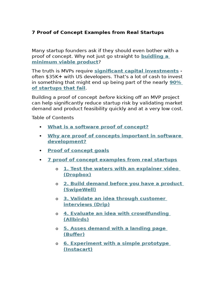 7 Proof of Concept Examples From Real Startups | PDF | Startup Company ...