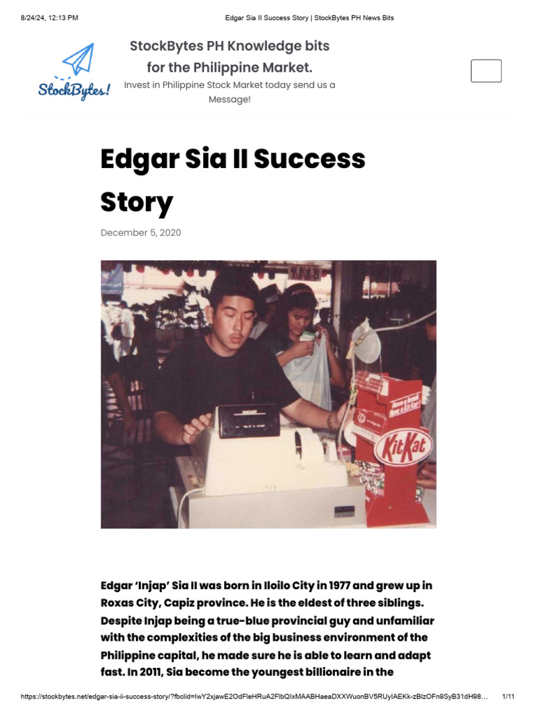 Edgar Sia II Success Story - StockBytes PH News Bits | PDF