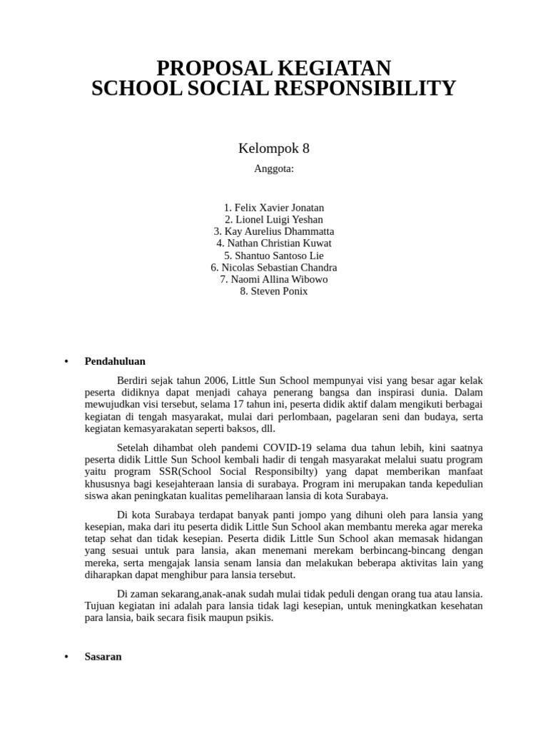 Proposal Kegiatan SSR | PDF