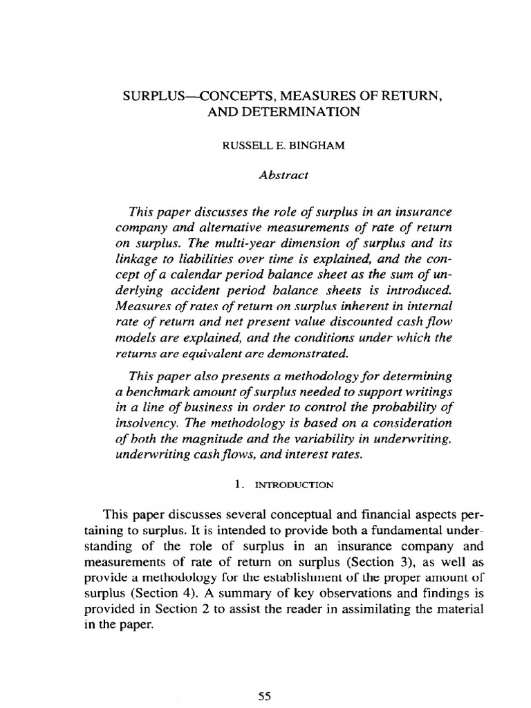 Insurance Surplus Bingham | PDF