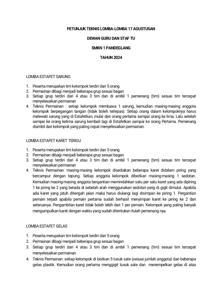 Juknis Lomba Agustusan | PDF