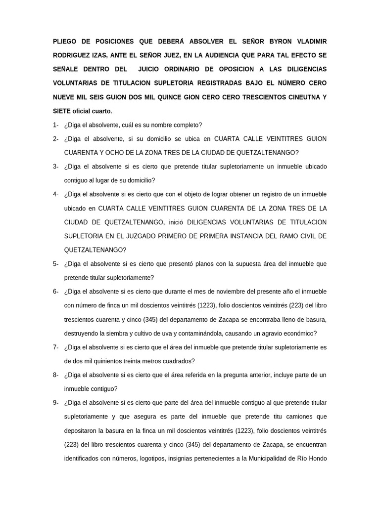 Pliego de Posiciones y Plica | PDF